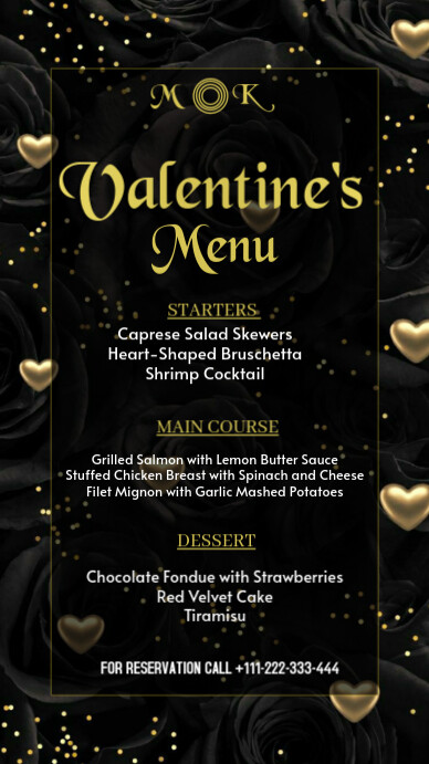 Valentine's day dinner menu Template | PosterMyWall