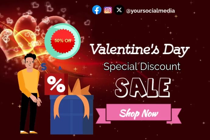 Valentine's Day Discount Animation Template | PosterMyWall
