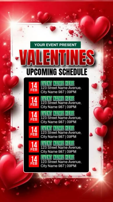 Valentine's Day Event Schedule Template | PosterMyWall