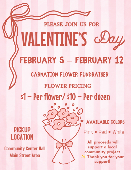 Valentine's Day Flower Fundraiser Flyer Template | PosterMyWall