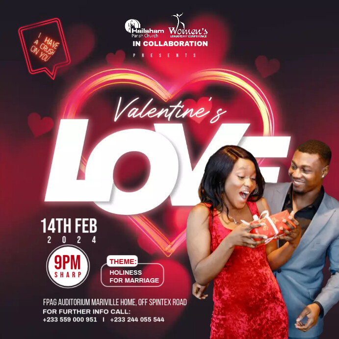 Valentine's Church flyer Template | PosterMyWall