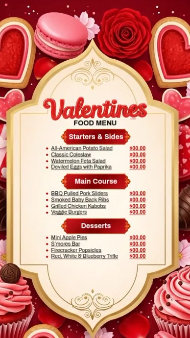 Valentine's Day Food Menu Template | PosterMyWall