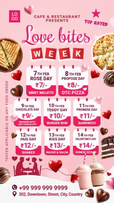Valentine's Day Food Price Story Template | PosterMyWall