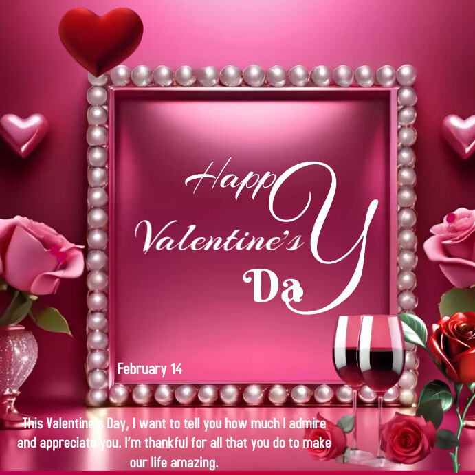 Valentine's day greeting card pink heart Template | PosterMyWall