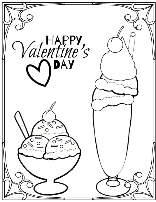 Copy of Valentine's Day Ice Cream Shop Coloring Sheet | PosterMyWall