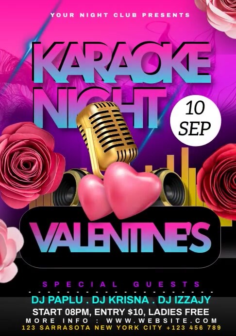 Valentine's day Karaoke Night A2 Template | PosterMyWall