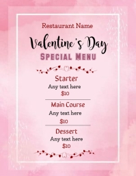 Valentine's Day Menu Card Template | PosterMyWall