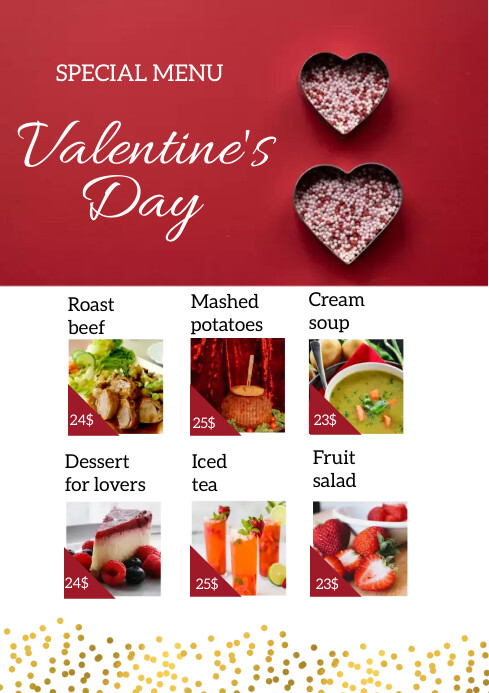 Valentine's Day menu Template | PosterMyWall