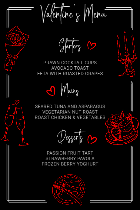 Valentine's Day Menu Template Design | PosterMyWall
