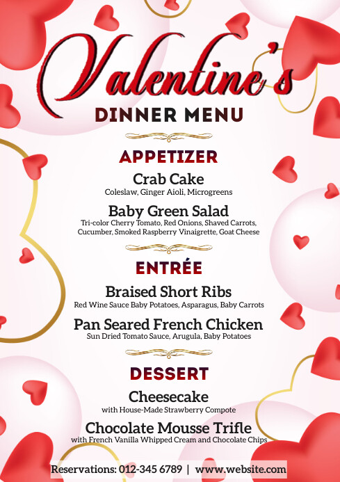 Valentine's day menu template | PosterMyWall