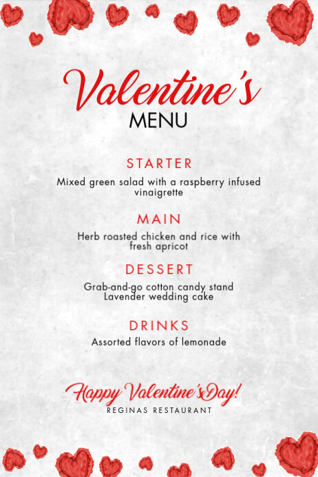 Copy of Valentine's Day Menu Template | PosterMyWall