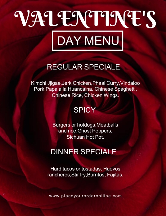 Valentine's Day Menu Templates | PosterMyWall
