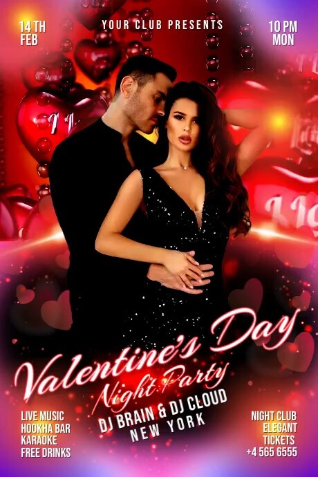 Valentine's day Night Party Template | PosterMyWall