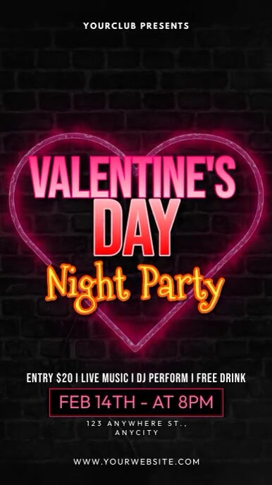 Valentine's Day Night Party Template | PosterMyWall