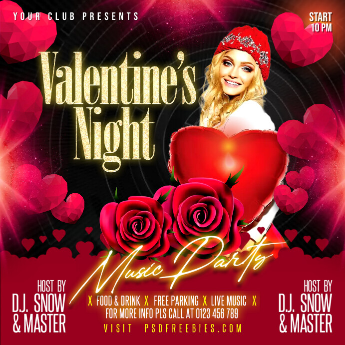 Valentine's day Night Party Template | PosterMyWall