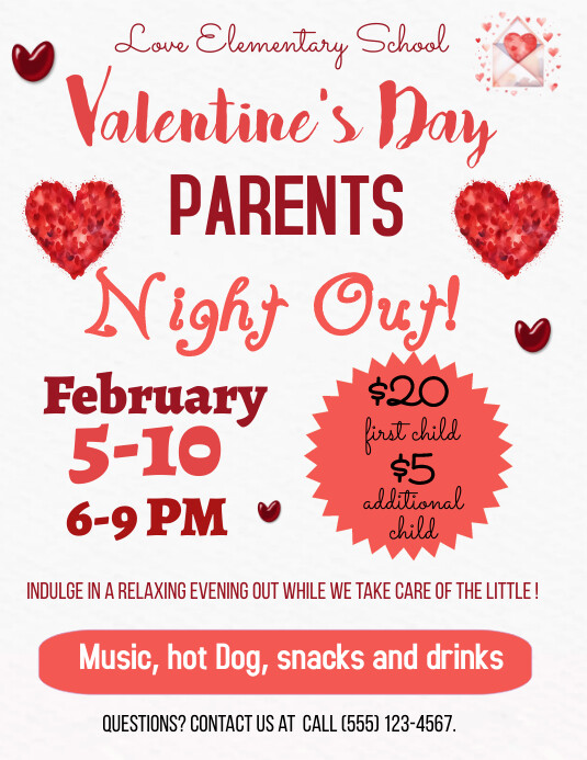 Valentine's Day Parents Night Event Template | PosterMyWall