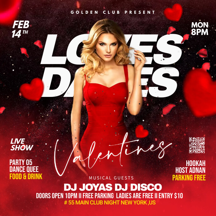 Valentine's Day Party Night club ad Template | PosterMyWall