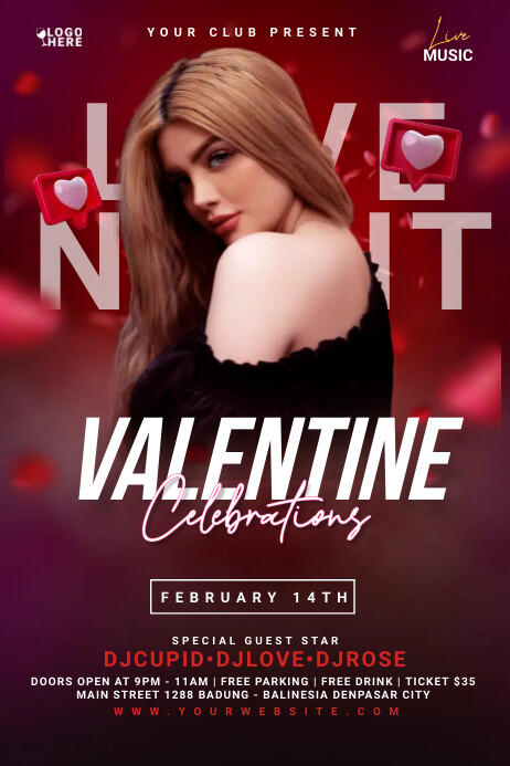 Valentine's Day Party Poster Template | PosterMyWall