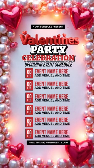 Valentine's Day Party Schedule Template | PosterMyWall