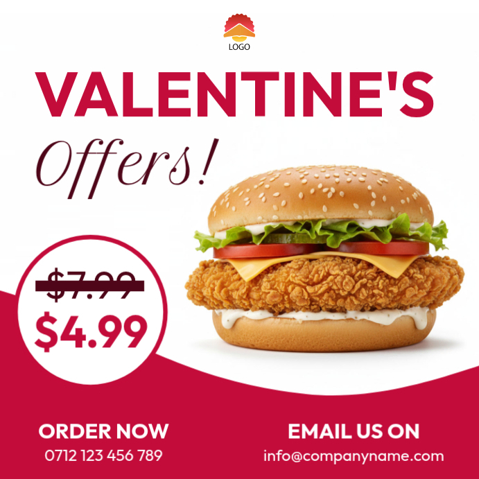 Valentine's day restaurant fast food offers Template | PosterMyWall
