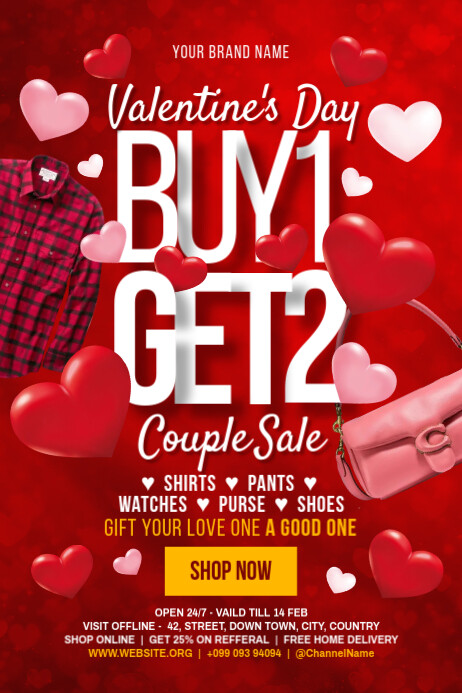 Valentine's Day Sale Offer Template | PosterMyWall