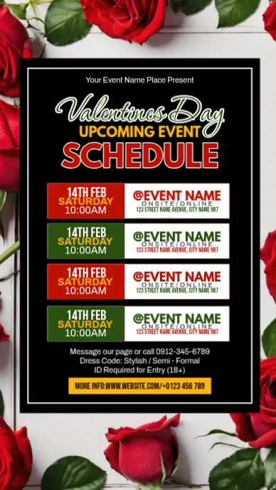 Valentine's Day Schedule Template | PosterMyWall