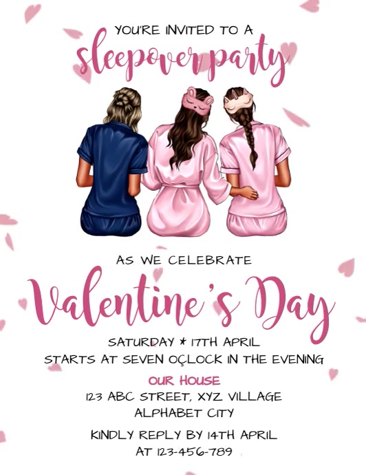Valentine's Day Sleepover Invitation Template | PosterMyWall