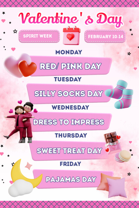 Printable Valentines Weekend Itinerary Template Free Custom Printable