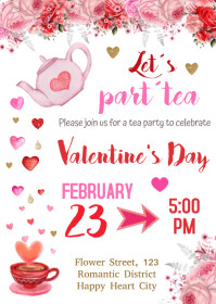 Valentine's Day Tea Party Invitation Template | PosterMyWall
