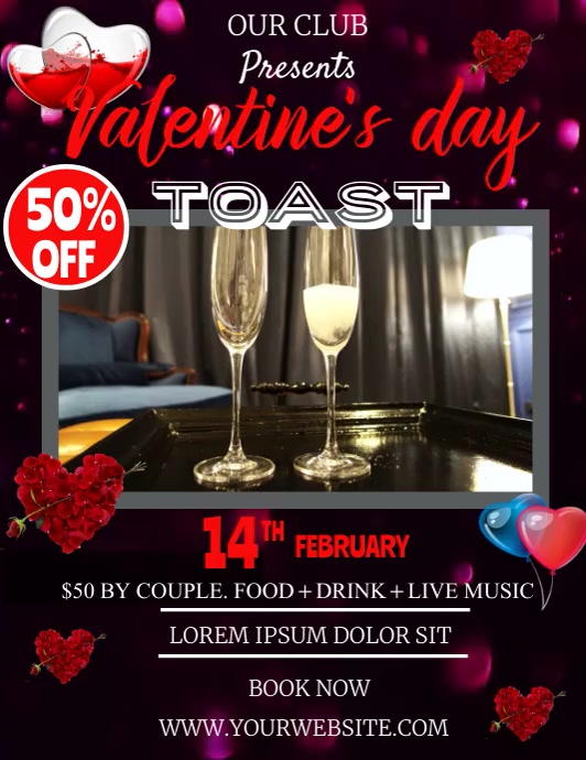 Copia de valentine's day toast flyer template | PosterMyWall
