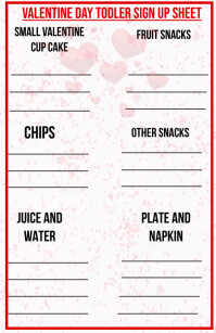 Valentine Party Sign Up Sheet Template Cute Valentine's Poster
