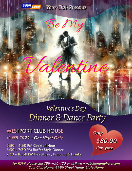 Valentine's Dinner & Dance Party | PosterMyWall