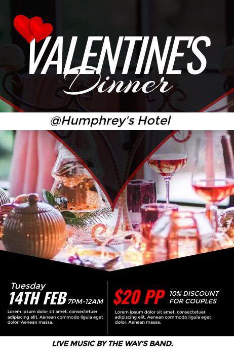 VALENTINE'S DINNER FLYER Template | PosterMyWall