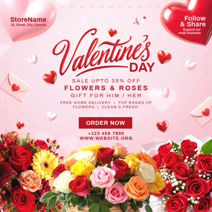 Copy of Valentine's Flower Sale Post Template | PosterMyWall