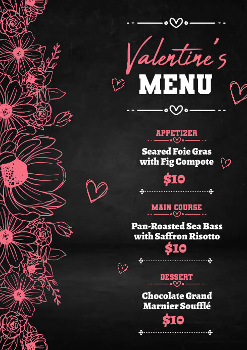 Valentine's Menu Template | PosterMyWall
