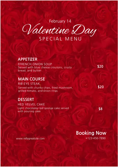 Valentine's Menu Template | PosterMyWall