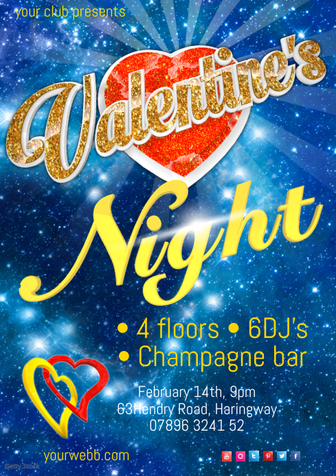 Valentine's night poster Template | PosterMyWall