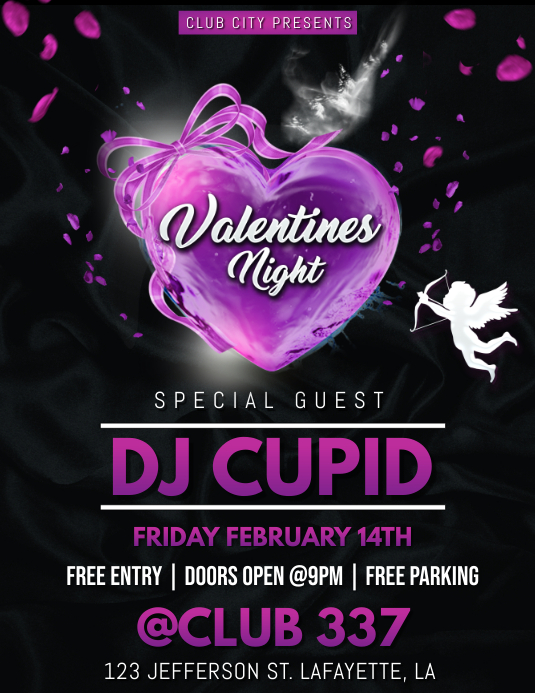 Copy of VALENTINE'S NIGHT PURPLE CUPID CLUB TEMPLATE | PosterMyWall