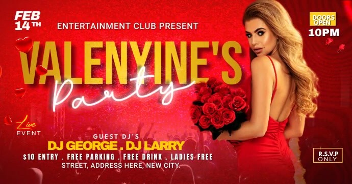 Valentine's Party ad Template | PosterMyWall