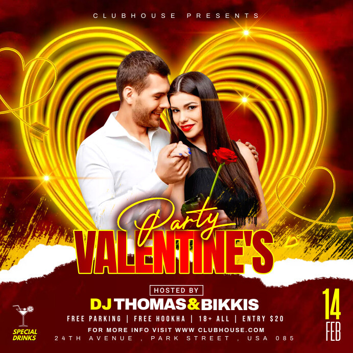 valentine's party flyer Template | PosterMyWall