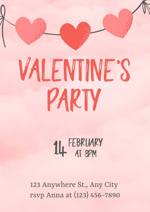 Valentine's Party Invite A4 Template | PosterMyWall