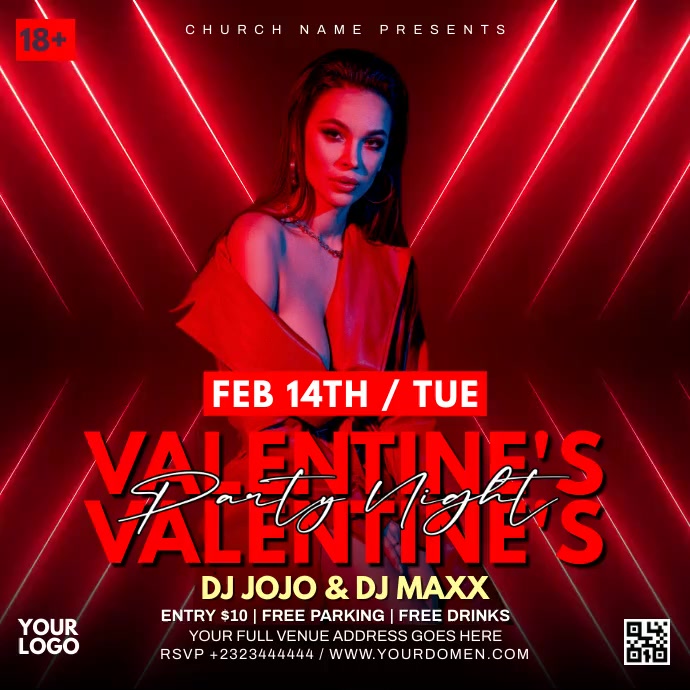 VALENTINE'S PARTY NIGHT Template | PosterMyWall