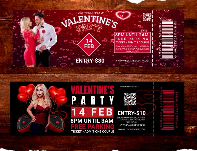 Valentine's party Tickets Template | PosterMyWall