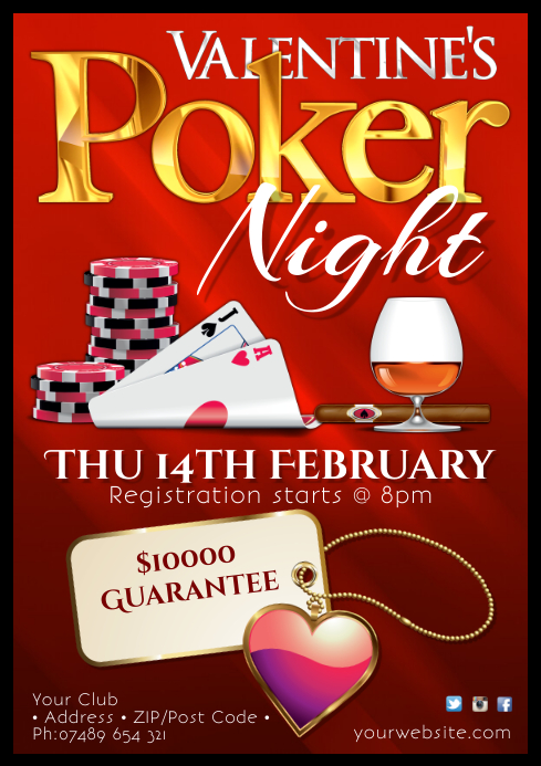 Valentine's Poker Night Poster Template | PosterMyWall