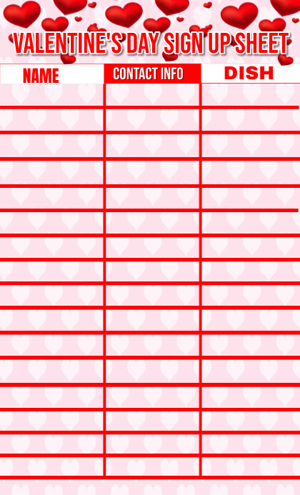 Valentine's potluck sign up sheet design Template | PosterMyWall