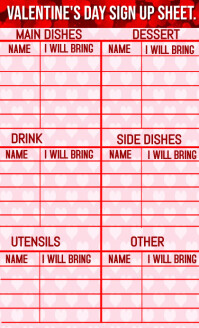 Valentines Day Potluck Sign Up Sheet Printabl Template | PosterMyWall