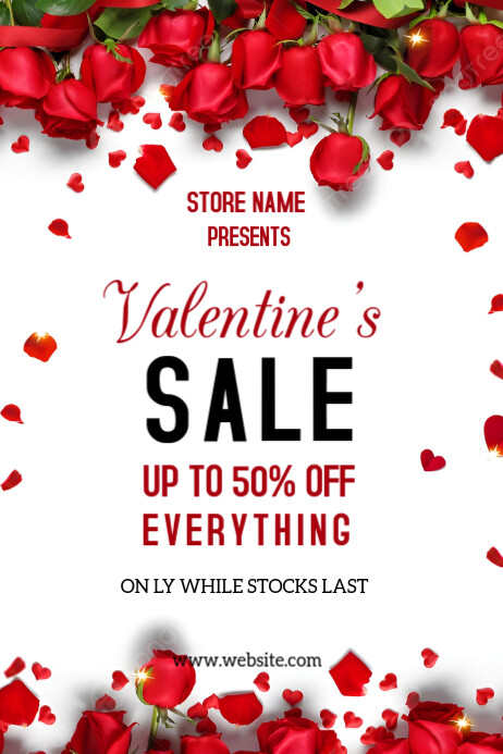 valentine's sale 50% off template | PosterMyWall
