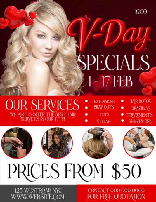 VALENTINE'S SALON PROMOTION DESIGN Template | PosterMyWall