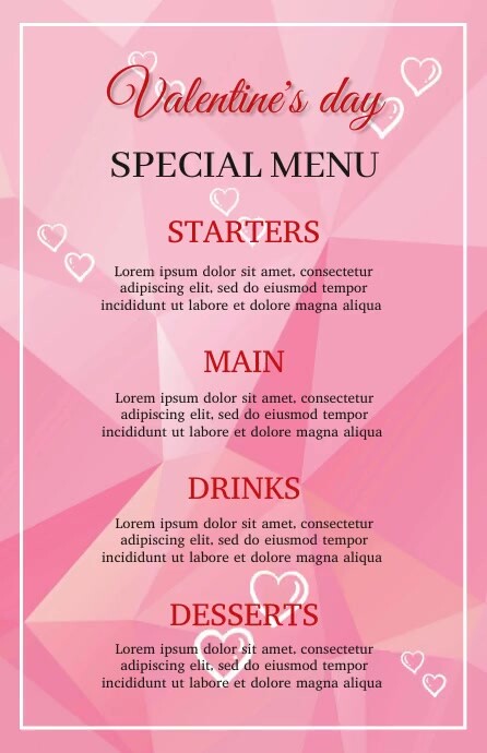 Copy of Valentine's Special Menu Card Template | PosterMyWall