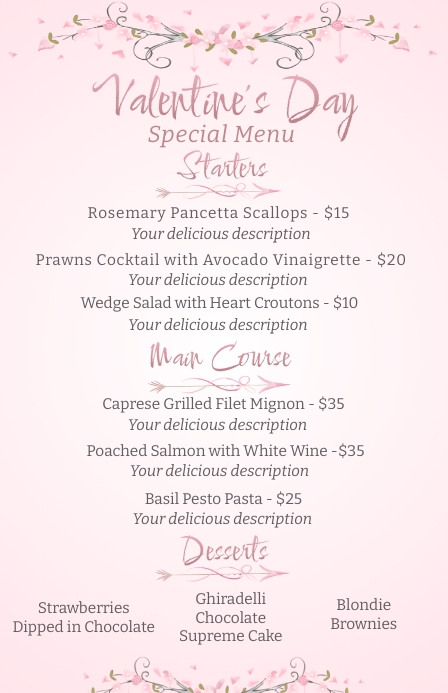 Valentine's Special Menu | PosterMyWall